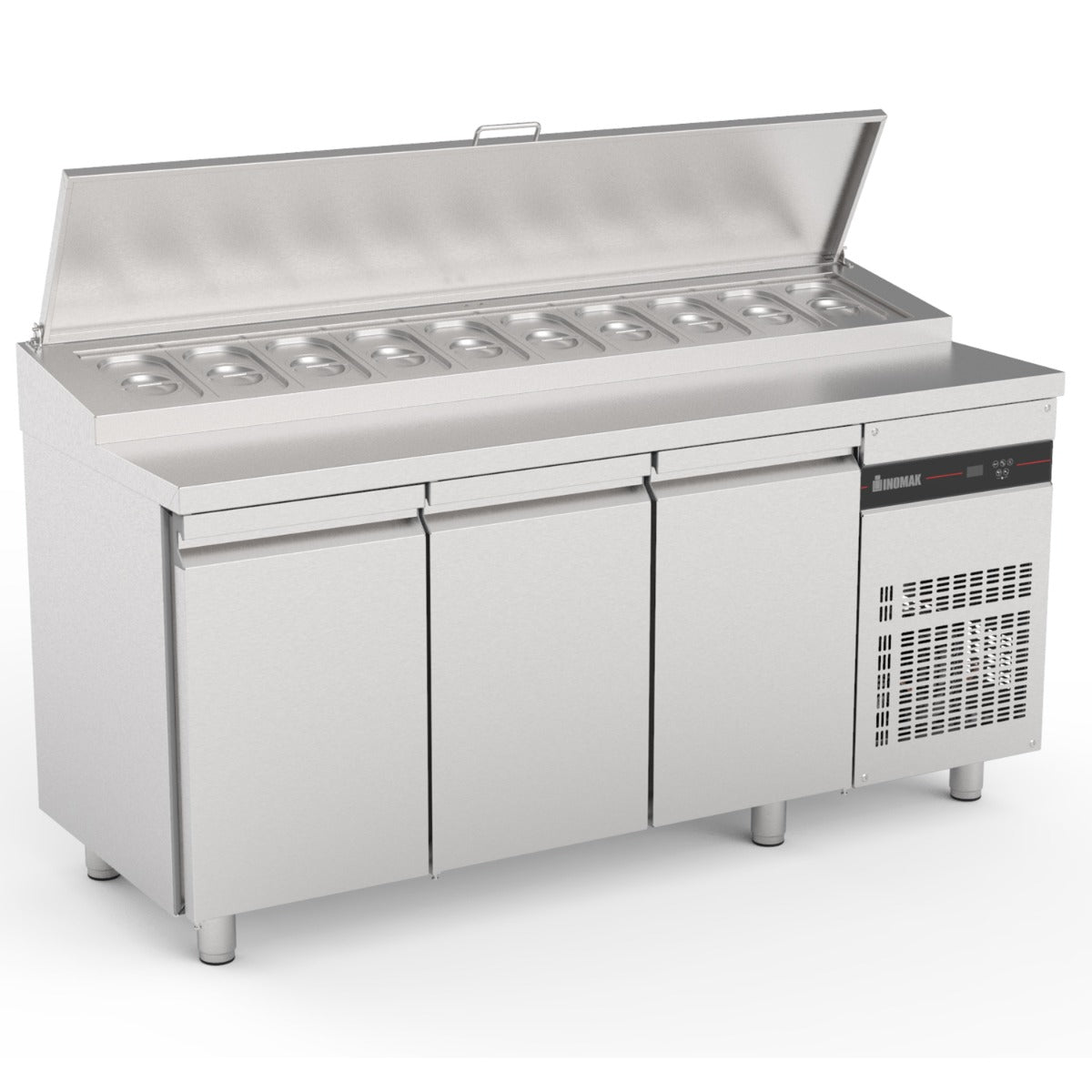 Inomak 3 DR GN Prep Counter W/ RAISED COLLAR – Davlex Catering Equipment